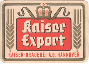 Drink Label: Kaiser Export (Kaiser Brauerei, Hannover, Germany, Federal ...