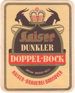 Drink Label: Kaiser dunkler Doppelbock (Kaiser Brauerei, Hannover, Germany, Federal RepublicCol ...