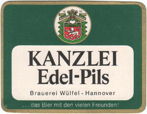 Drink Label: Kanzlei Edel-Pils (Lagerbier Brauerei Wülfel, Hannover ...