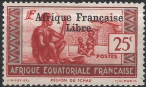 Stamp: Overprinted: Afrique Française Libre (French Equatorial Africa ...