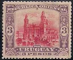Stamp: Montevideo Cathedral (Uruguay(Definitives 1897) Mi:UY 127,Sn:UY ...