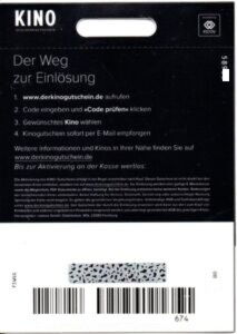 Gift Card: Geschenkgutschein (Der Kinogutschein, Germany, Federal ...