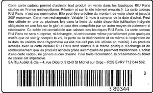 Gift Card: Riu (RIU, France(RIU) Col:FR-RIU-005a