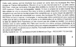 Gift Card: Riu (RIU, France(RIU) Col:FR-RIU-006