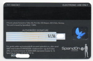 Gift Card: SpendOn VISA (Spendon, Norway(SpendOn) Col:NO-Spo-001a