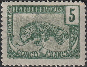 Timbre: Leopard (Panthera pardus) (Congo français(Definitive Congo ...