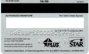 Bank Card: Cal Fed (California Federal Bank, United States of ...