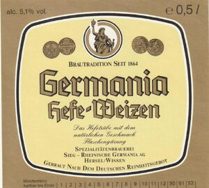 Drink Label: Germania Hefe-Weizen (Spezialitätenbrauerei Sieg, Germany ...