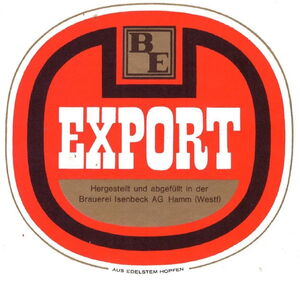 Drink Label: BE Export (Brauerei Isenbeck, Hamm, Germany, Federal ...