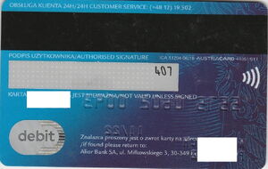 Bank Card: EUR pay pass (Alior Bank, PolandCol:PL-MC-0094.04