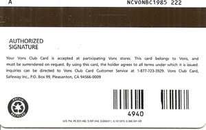 Gift Card: Vons Club (Vons, United States of America(Vons Club) Col:US ...