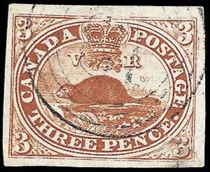 Stamp: North American Beaver (Castor canadensis) - ribbed paper (Canada ...