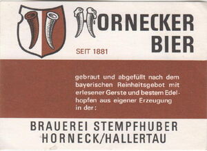 Drink Label: Hornecker Bier (Brauerei Stempfhuber, Horneck, Germany ...