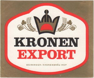 Drink Label: Kronen Export (Deininger Kronenbräu, Germany, Federal ...