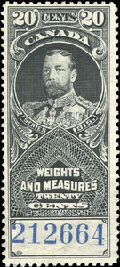 Stamp: King George V (1865-1936) (Canada: Revenue Stamps(Weights ...