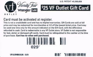 Gift Card: Vanity fair (VF Outlet, United States of America(VF Outlet ...