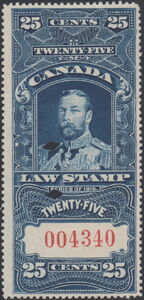 Stamp: King George V (1865-1936) (Canada: Revenue Stamps(Law Stamps ...