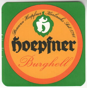 Drink Label: Hoepfner Burghell (Brauerei Hoepfner, Germany, Federal ...