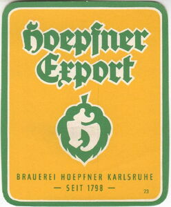Drink Label: Hoepfner Export (Brauerei Hoepfner, Germany, Federal ...