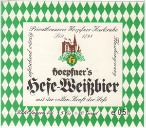 Drink Label: Hoepfner´s Hefe-Weissbier (Brauerei Hoepfner, Germany ...