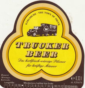 Drink Label: Trucker Beer (Brauerei Moninger AG, Germany, Federal RepublicCol:DE-BEER-036062