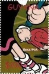 Stamp: Legs of Olive Oyl; Swee'Pea Racing for Ball (Guyana(Popeye ...