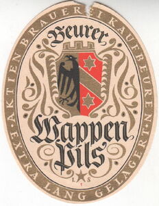 Drink Label: Beurer Wappen Pils (Aktienbrauerei Kaufbeuren AG, Germany ...
