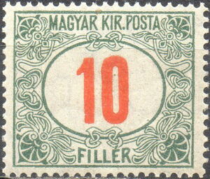 Postimerkki: Magyar Kir Posta, wmk. 7 sideways (Unkari(Postage Due ...