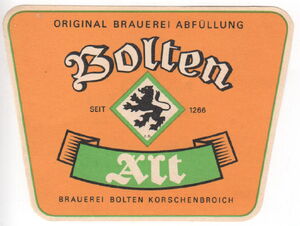 Drink Label: Bolten Alt (Privatbrauerei Bolten, Germany, Federal ...