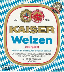 Drink Label: Kaiser Weizen (Allgäuer Brauhaus , Germany, Federal ...