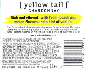Drink Label: Yellow Tail Chardonnay (Casella Family Brands ...