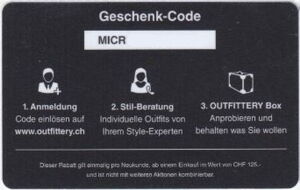 Gift Card: Microspot (Outfittery, Switzerland(Logo) Col:CH-OUT-002b