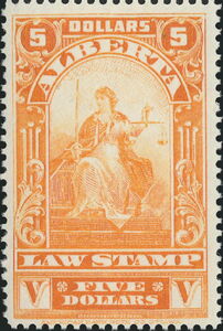 Stamp: Allegory of Justice (Alberta: Revenue Stamps(Law Stamps) Bar:CA ...