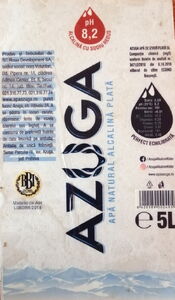 Drink Label: Azuga - Apă natural alcalină plată (SC Roua Development SA ...