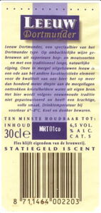 Drink Label: Leeuw Dortmunder (Brouwerij De Leeuw, NetherlandsCol:NL ...