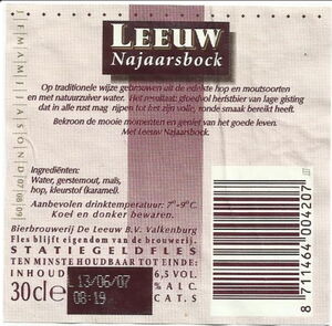 Drink Label: Leeuw Najaarsbock (Brouwerij De Leeuw, NetherlandsCol:NL ...