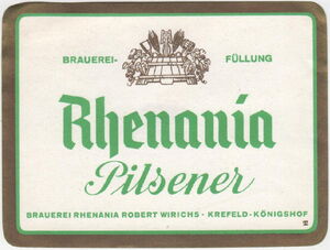 Drink Label: Rhenania Pilsener (Brauerei Rhenania, Krefeld, Germany ...