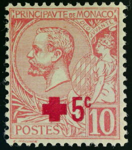 Stamp: Prince Albert I (1848-1922); allegorical figure surcharge ...