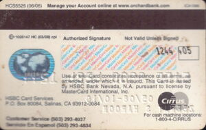 Bank Card: Orchard Bank (Orchard Bank, United States of AmericaCol:US ...
