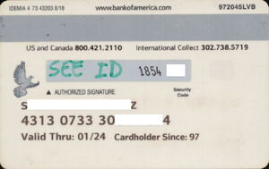Bank Card: Visa Signature (Bank of America, United States of AmericaCol ...