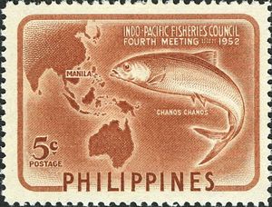 Stamp: Milkfish (Chanos chanos) and Map (Philippines(4th Indo-Pacific ...