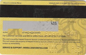 Bank Card: Veritas Card (Prepaid Financial Services Limited, United ...