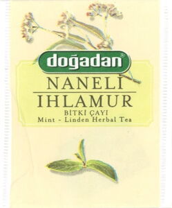 Tea Bag: Naneli Ihlamur Bitki Çayi, black in logo, flap, light colour ...