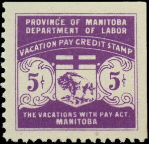 Stamp: Coat of Arms of Manitoba (Manitoba: Revenue Stamps(Vacation Pay ...