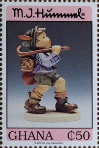 Stamp: Boy with backpack, walking stick (Ghana(Easter - Hummel ...