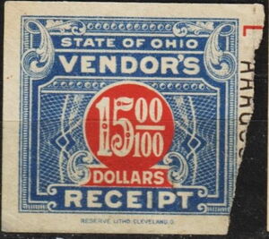 Stamp: State of Ohio Vendor's Receipt (Ohio (OH): Revenue Stamps(Vendor ...