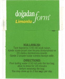 Tea Bag: form Limonlu Karişik Bitki Çayi, flap, fs Net: 2 g (doğadan ...