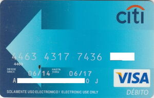 Bank Card: Visa Debit (Citibank, ArgentinaCol:AR-VI-0037.05