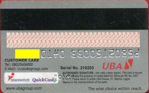 Bank Card: Cash Card (UBA, NigeriaCol:NG-GM-0007