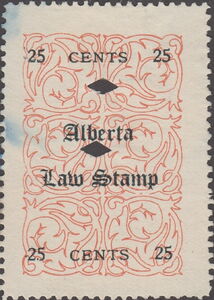 Stamp: Alberta Law Stamp (Alberta: Revenue Stamps(Law Stamps) Van:CA AL6b 📮